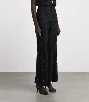 Sandro Guipure Lace Flared Trousers - Black