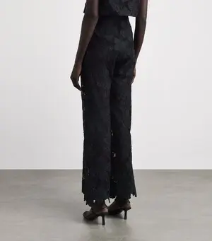 Sandro Guipure Lace Flared Trousers - Black