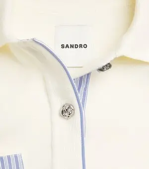 Sandro Wool-blend Contrast-trim Cardigan - Beige