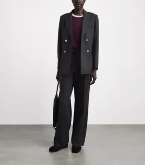 Sandro Virgin Wool Double-breasted Blazer - Black