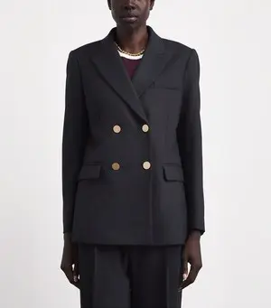 Sandro Virgin Wool Double-breasted Blazer - Black