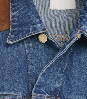 Sandro Suede-trim Denim Jacket - Blue
