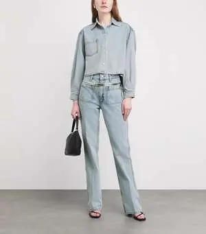 Sandro Embellished Denim Shirt - Blue