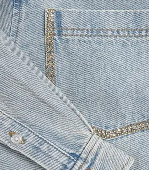 Sandro Embellished Denim Shirt - Blue