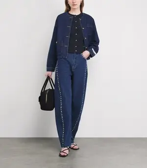 Sandro Cropped Openwork Cardigan - Blue