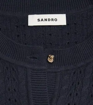 Sandro Cropped Openwork Cardigan - Blue