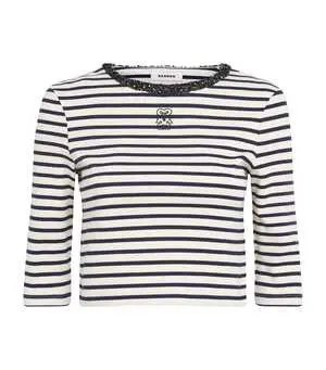 Sandro Stretch-cotton Stripe Crop Top