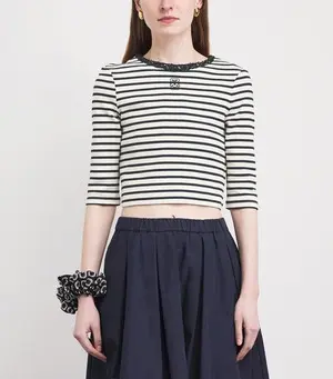 Sandro Stretch-cotton Stripe Crop Top