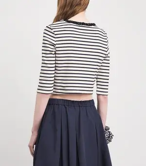 Sandro Stretch-cotton Stripe Crop Top