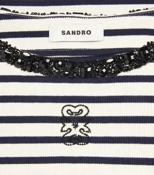 Sandro Stretch-cotton Stripe Crop Top