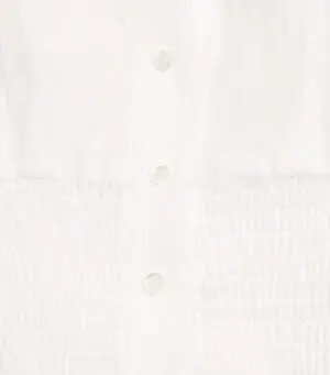 Sandro Linen-blend Smocked Shirt - Beige
