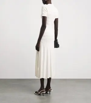 Sandro Knit Button-through Midi Dress - Beige