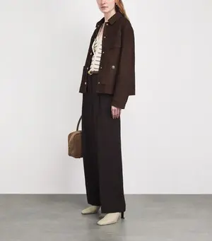 Sandro Suede Jacket With Pocket Details - Brown