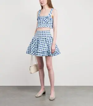 Sandro Linen-blend Ruffle Mini Skirt - Blue