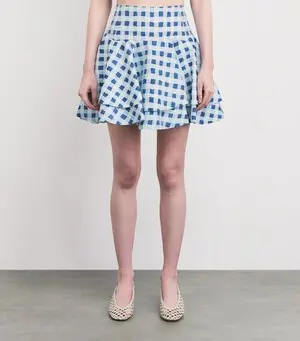 Sandro Linen-blend Ruffle Mini Skirt - Blue
