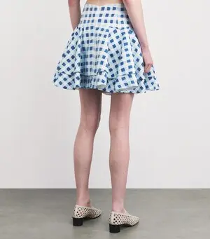 Sandro Linen-blend Ruffle Mini Skirt - Blue