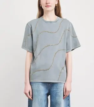 Sandro Cotton Embellished T-shirt - Black