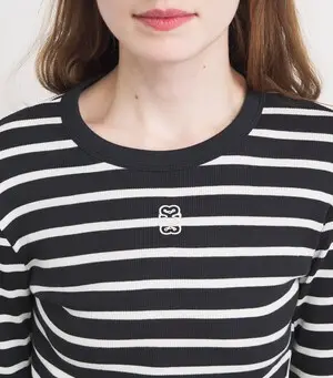 Sandro Striped Cotton Crop Top