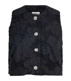 Sandro Embroidered Guipure Top