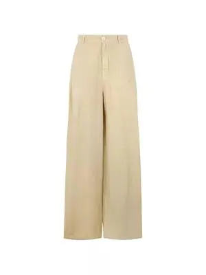 120% Lino Buttoned Wide Leg Trousers