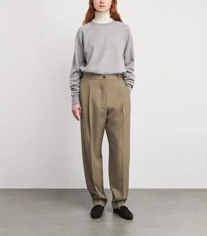THE ROW Gianni Wool Trousers - Beige