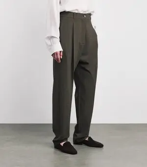 THE ROW Gianni Sheep Wool Trousers - Brown