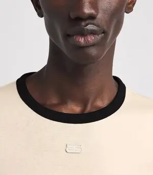 Sandro Cotton Retro Logo T-shirt - Beige