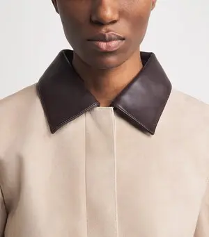 Theory Suede Trucker Jacket - Brown