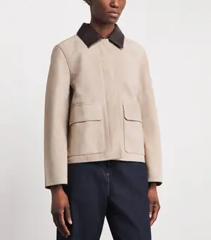 Theory Suede Trucker Jacket - Brown
