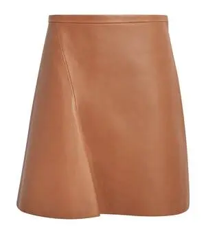 Theory Lambskin Mini A-line Skirt - Brown