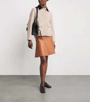 Theory Lambskin Mini A-line Skirt - Brown
