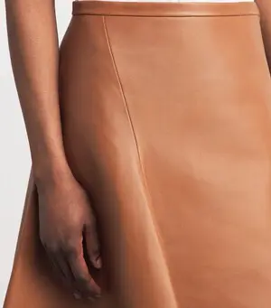 Theory Lambskin Mini A-line Skirt - Brown