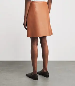 Theory Lambskin Mini A-line Skirt - Brown