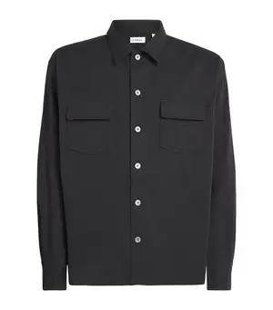 FRAME Cotton Patch-pocket Overshirt - Black