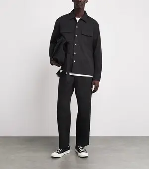 FRAME Cotton Patch-pocket Overshirt - Black