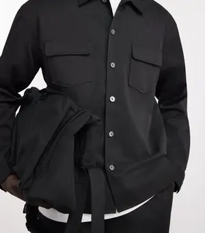 FRAME Cotton Patch-pocket Overshirt - Black
