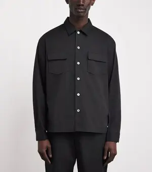 FRAME Cotton Patch-pocket Overshirt - Black
