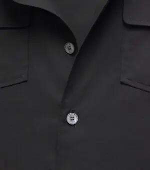 FRAME Cotton Patch-pocket Overshirt - Black