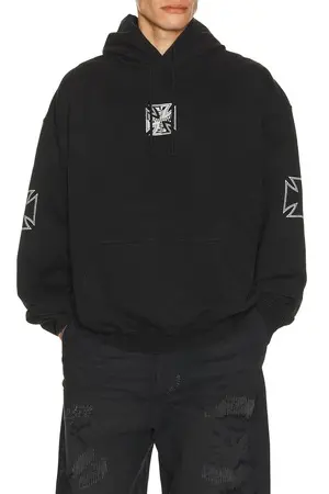 Vetements Tripple Biker Cross Logo Hoodie - Black