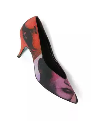 Versace Tina Printed Silk Faille Pumps 65mm - Red