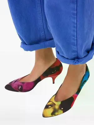 Versace Tina Printed Silk Faille Pumps 65mm - Red