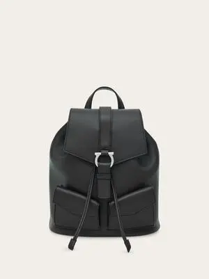 FERRAGAMO Gancini Flap Backpack - Black