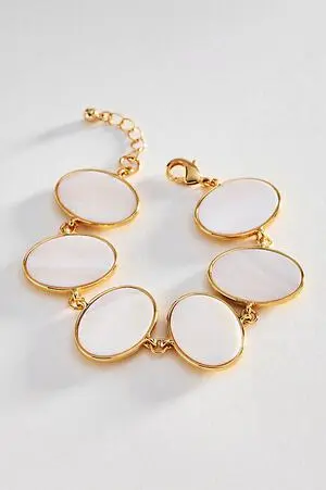 Anthropologie Chunky Oval Link Bracelet - Pearl