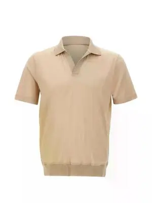 GRAN SASSO V-neck Ribbed Polo Shirt - Neutrals