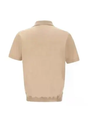 GRAN SASSO V-neck Ribbed Polo Shirt - Neutrals