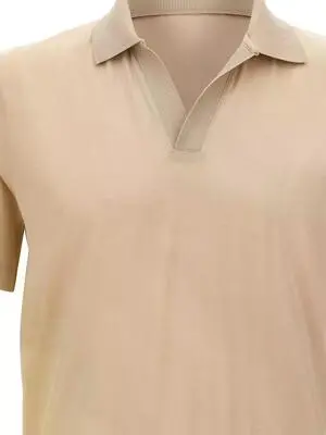 GRAN SASSO V-neck Ribbed Polo Shirt - Neutrals