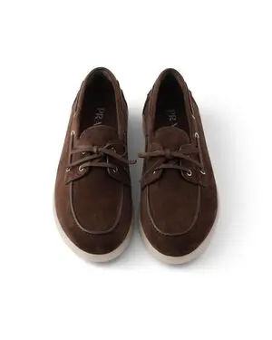 Prada Suede Boat Shoes - Brown