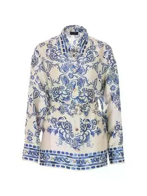 Liu Jo Floral Print Belted Shirt