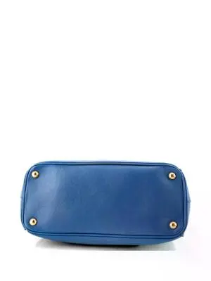 Prada Double Zip Lux Saffiano Leather Small Tote Bag - Blue