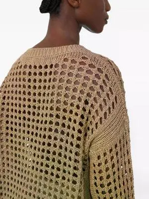 Max Mara Open Knit Long-sleeved Top - Neutrals